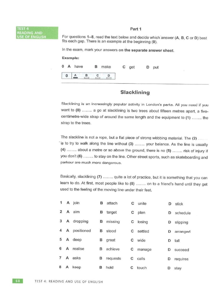 Fce Reading And Uoe Test4 Pdf Pdf