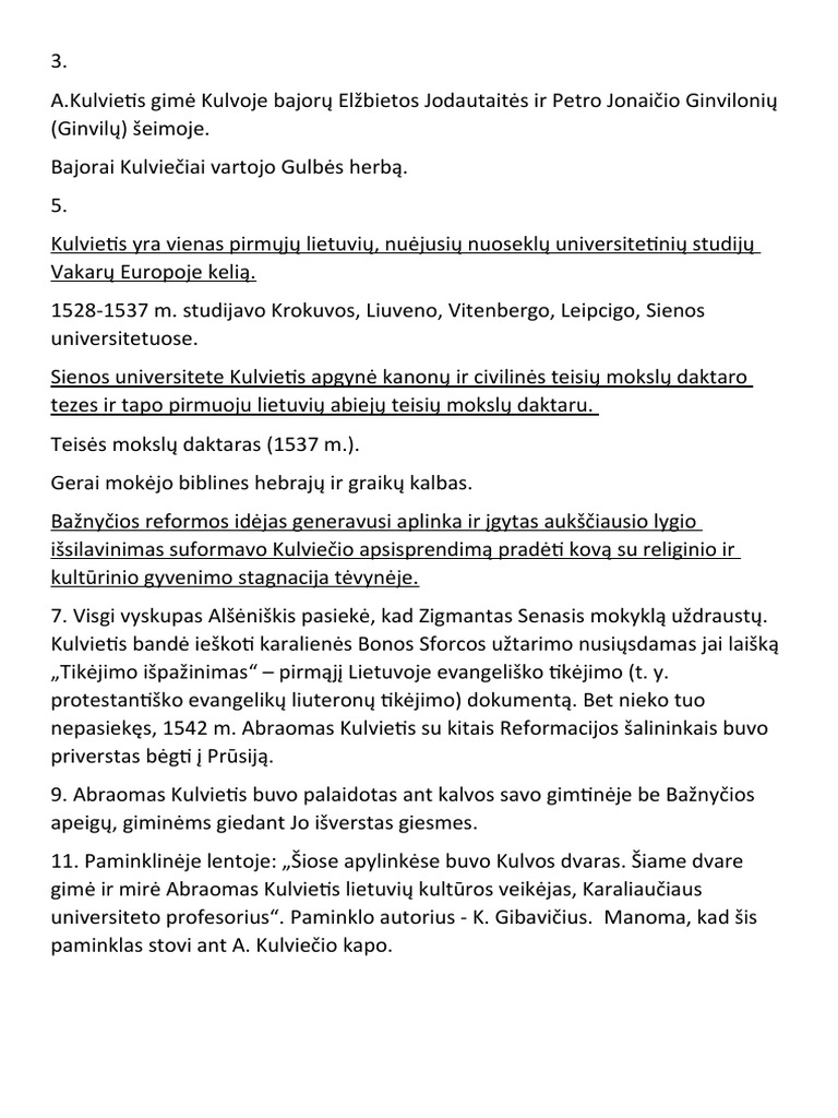 Abraomas Kulvietis | PDF