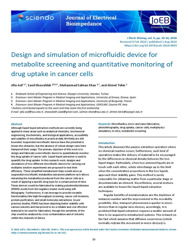 Design and Simulation of Microfluidic Device For Metabolite Screening and Quantitative ...