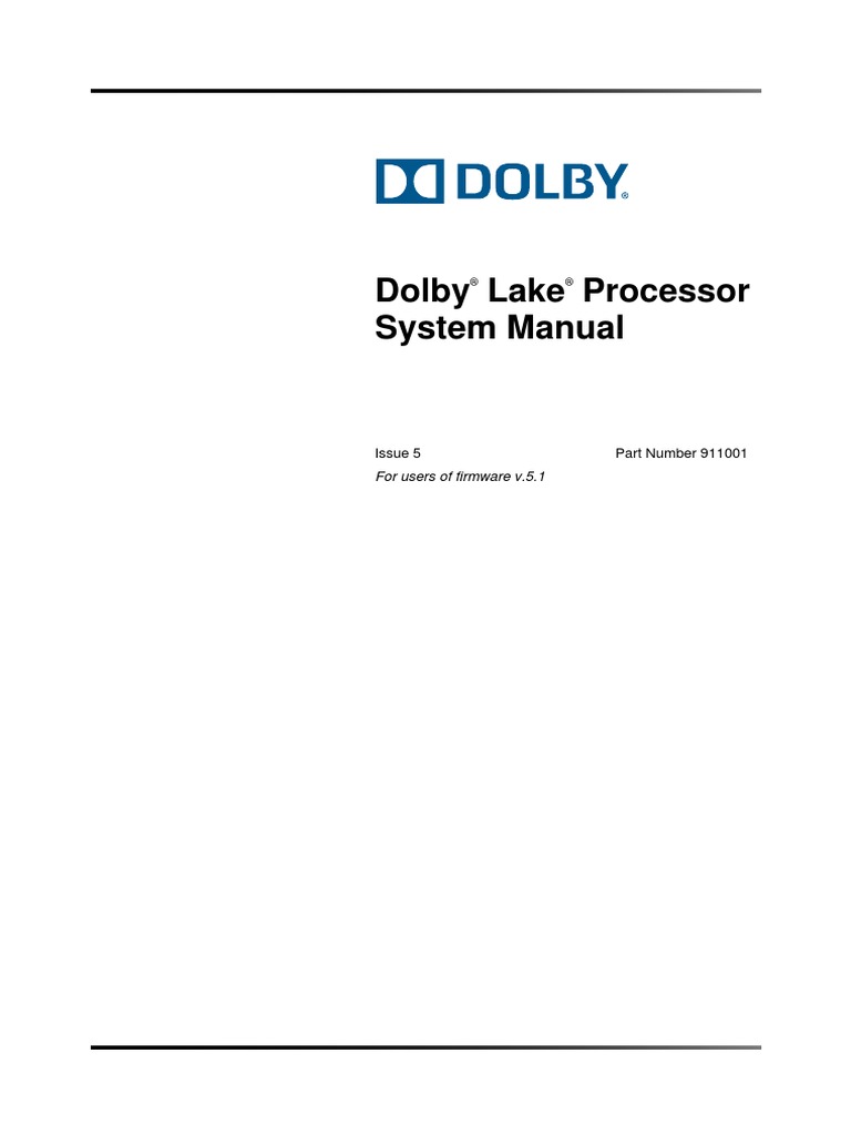 Dolby Lake Processor System Manual | PDF | Ac Power Plugs And Sockets ...