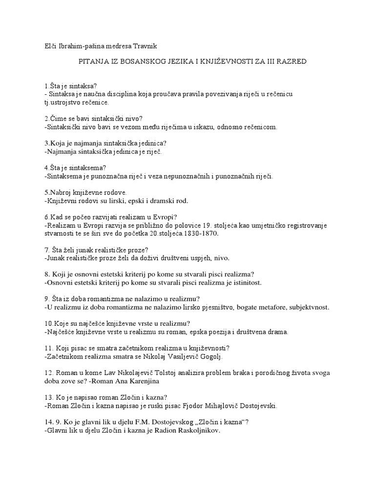 Bosanski Jezik - III Razred PDF | PDF