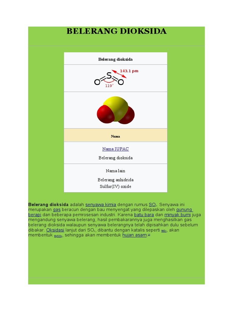 Belerang Dioksida | PDF | Sains & Matematika