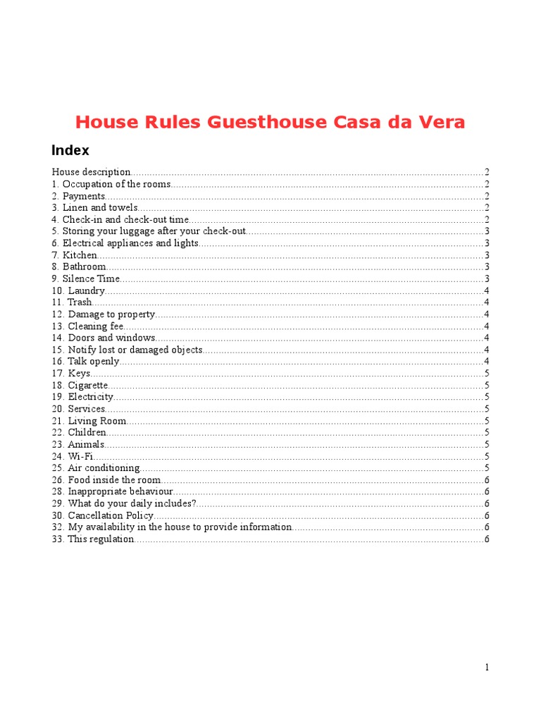 Vera Rio Regras - Ingles - Final | PDF | Kitchen | Fee