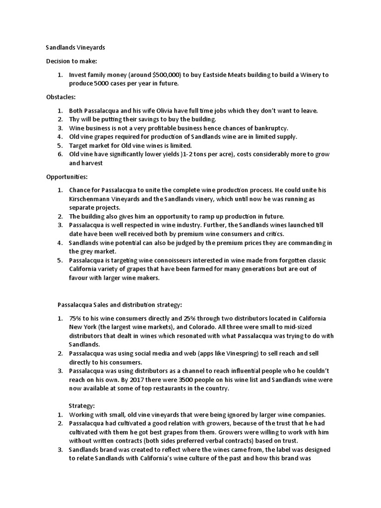 Sandlands Vineyards | PDF | Vineyard | Wine