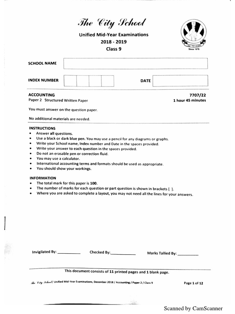 Class 9 Accounting p2 Mye 2018 19 PDF | PDF