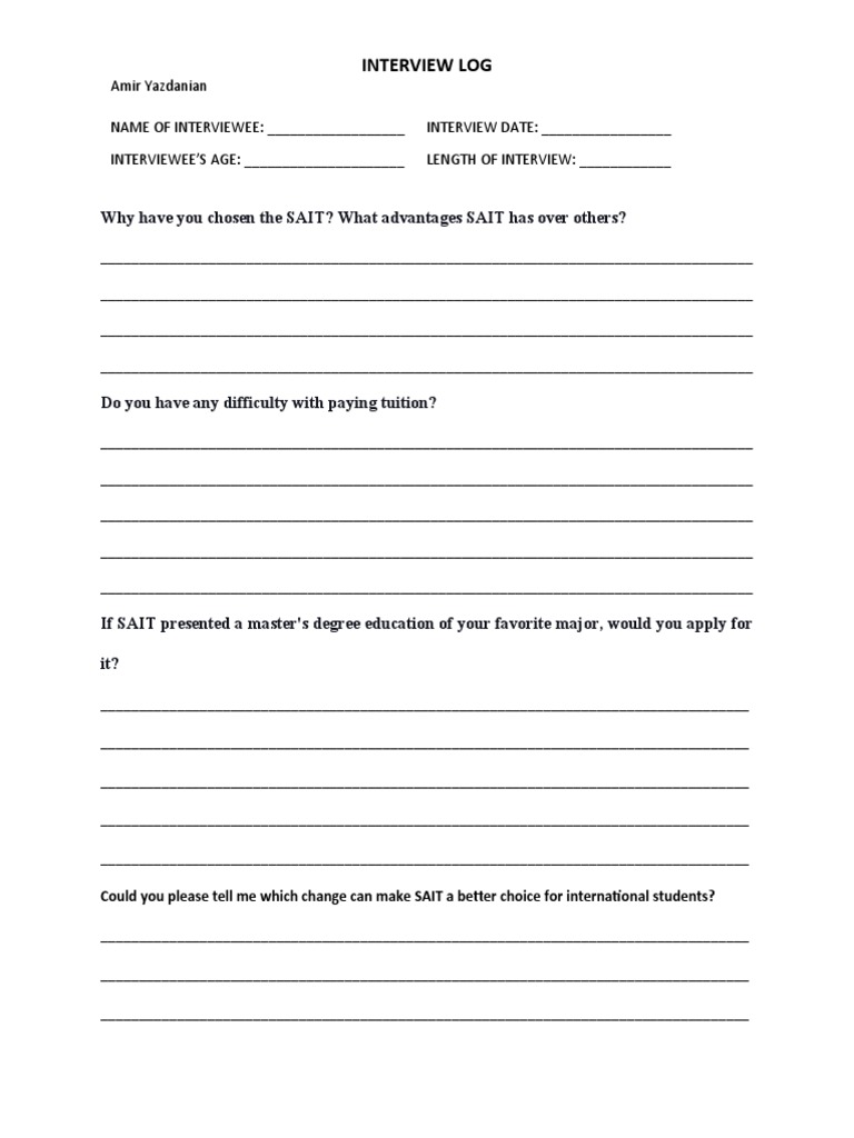 Interview Log: Why Have You Chosen The SAIT? What Advantages SAIT Has ...