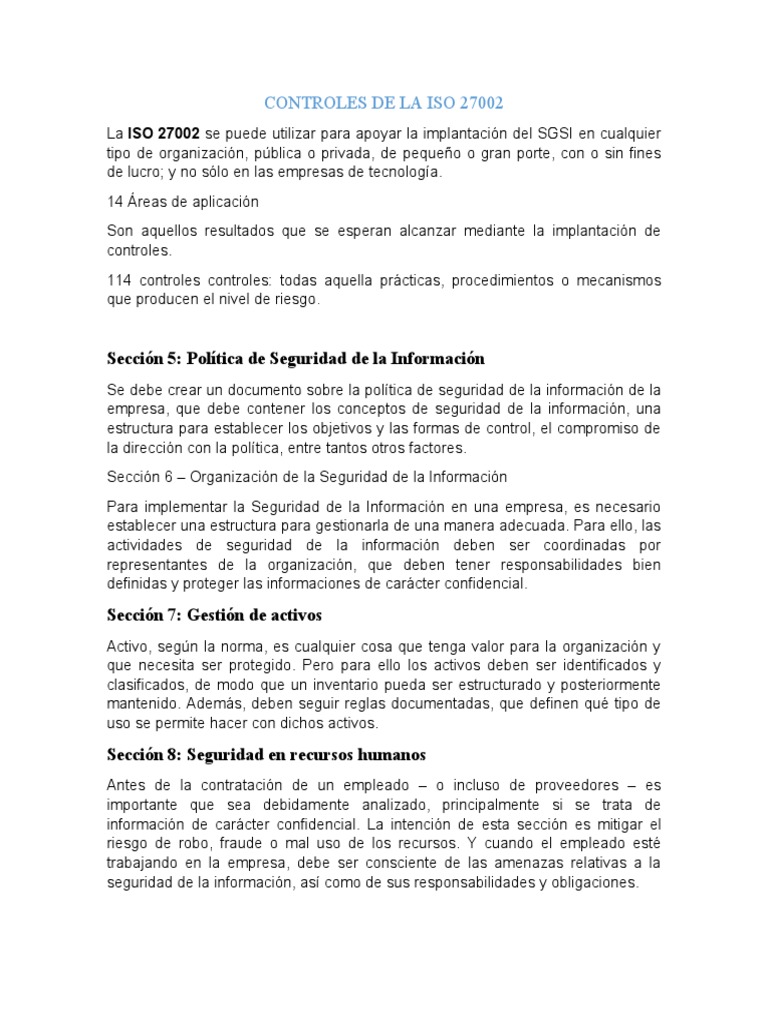Controles de La Iso 27002 | PDF | La seguridad informática | Seguridad
