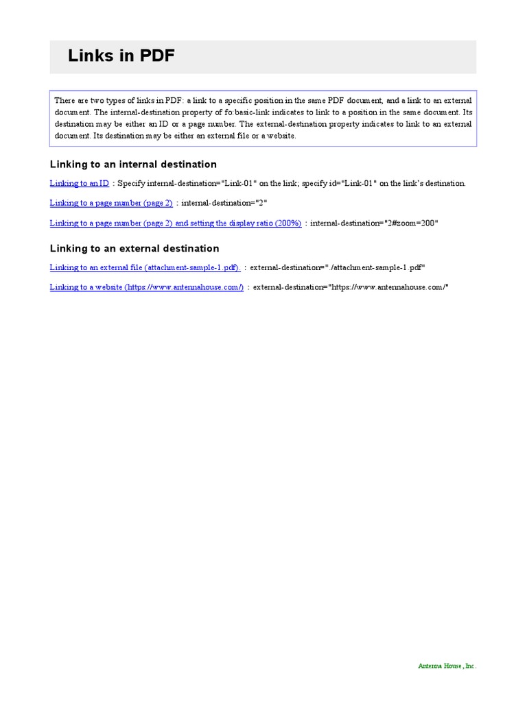 Links in PDF: Linking To An Internal Destination | PDF