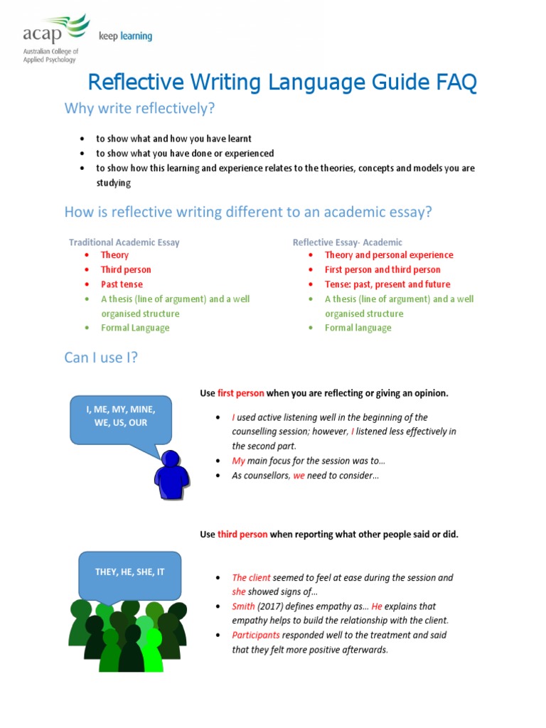 Reflective Writing Language Guide FAQ: Why Write Reflectively? | PDF ...