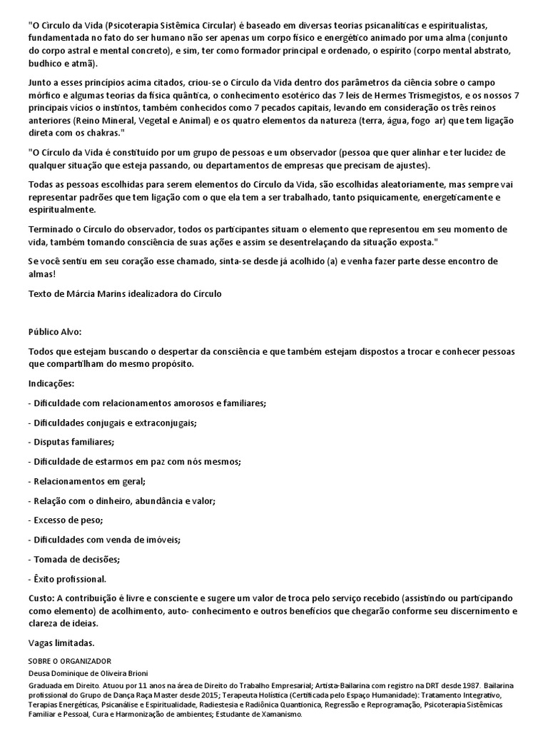 O Cìrculo Da Vida | PDF | Psicoterapia | Vida