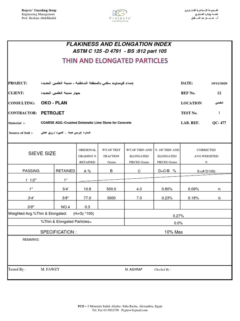 Flakiness and Elongation Index: ASTM C 125 - D 4791 - BS:812 Part 105 | PDF