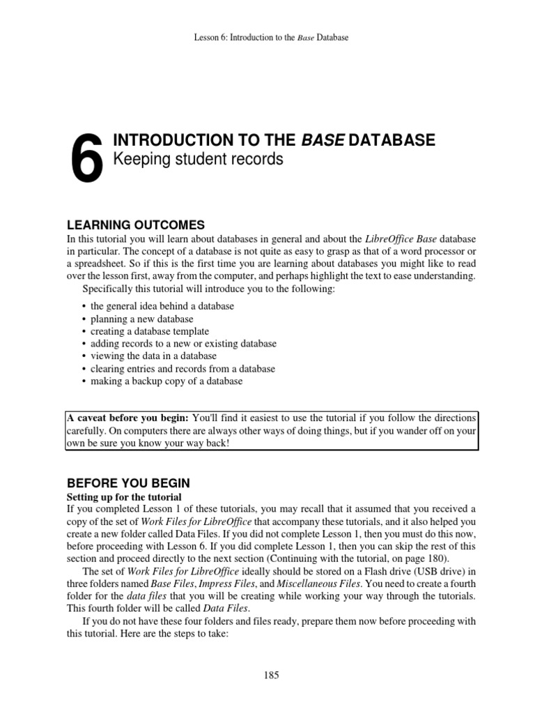 Introduction To The Base Database: Keeping Student Records | PDF ...