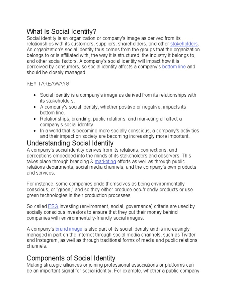 What Is Social Identity?: Stakeholders | PDF | Brand | Marketing