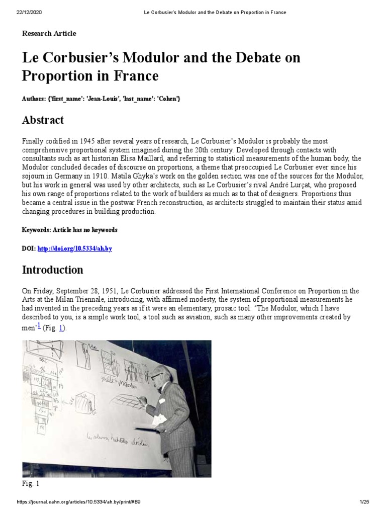Le Corbusier's Modulor and The Debate On Proportion in France ...