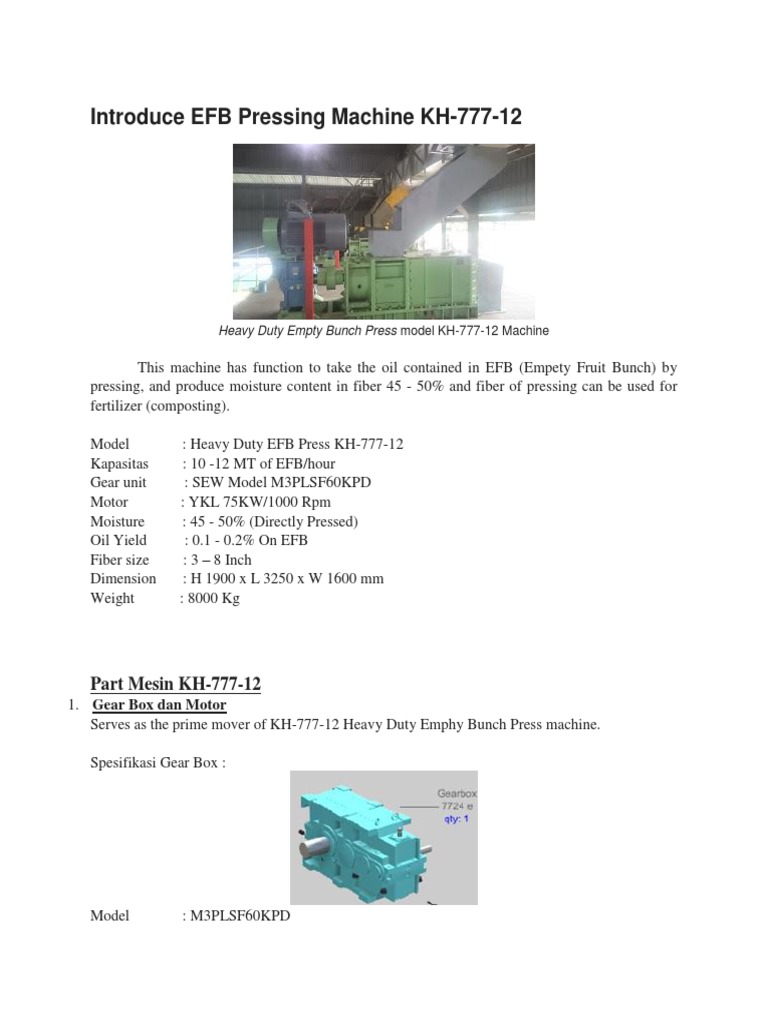 Introduce EFB Pressing Machine KH | PDF | Gear | Machines