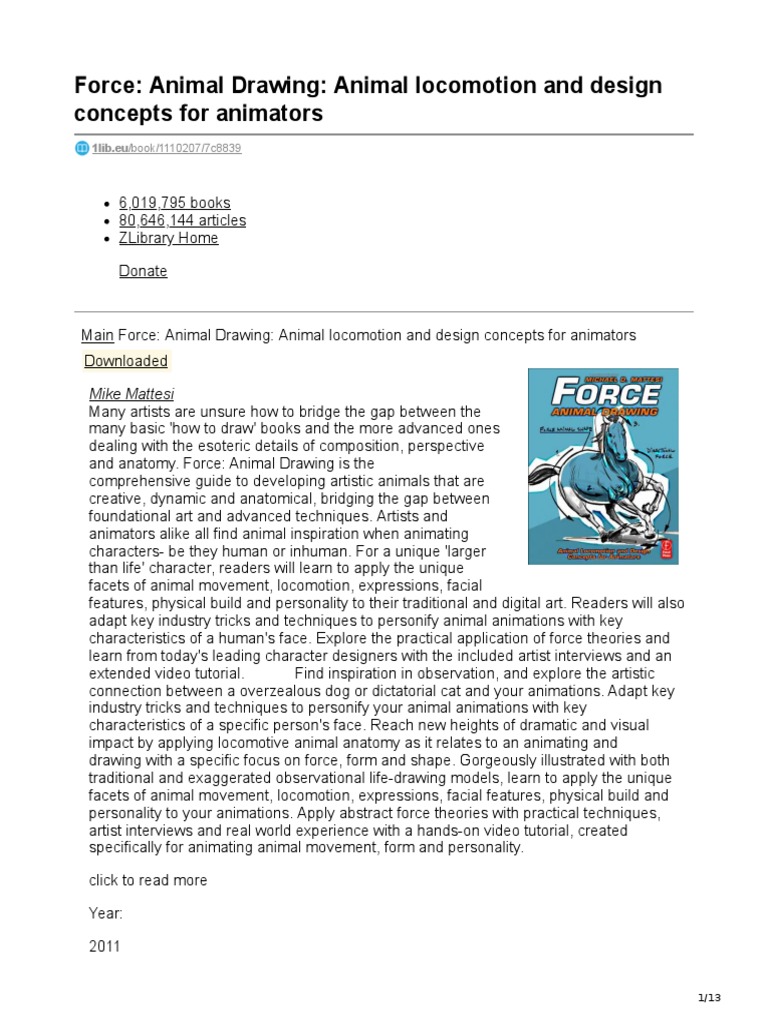 1lib - Eu-Force Animal Drawing Animal Locomotion and Design Concepts ...