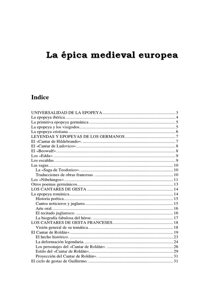 Anonimo - La Epica Medieval Europea PDF | PDF | Poesía épica | Poesía