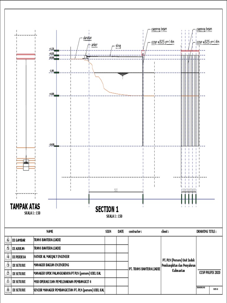 Tampak Atas Section 1: Capping Beam CCSP w325 P 14m Capping Beam CCSP ...