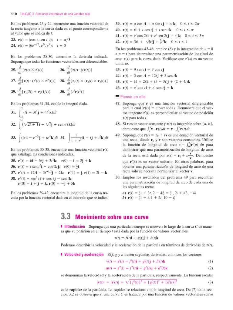 TEMA3.3 Calculo Vectorial | PDF | Aceleración | Vector Euclidiano