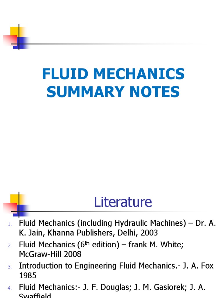 Fluid Mechanics Summary Notes PDF | PDF | Fluid Mechanics | Pressure ...
