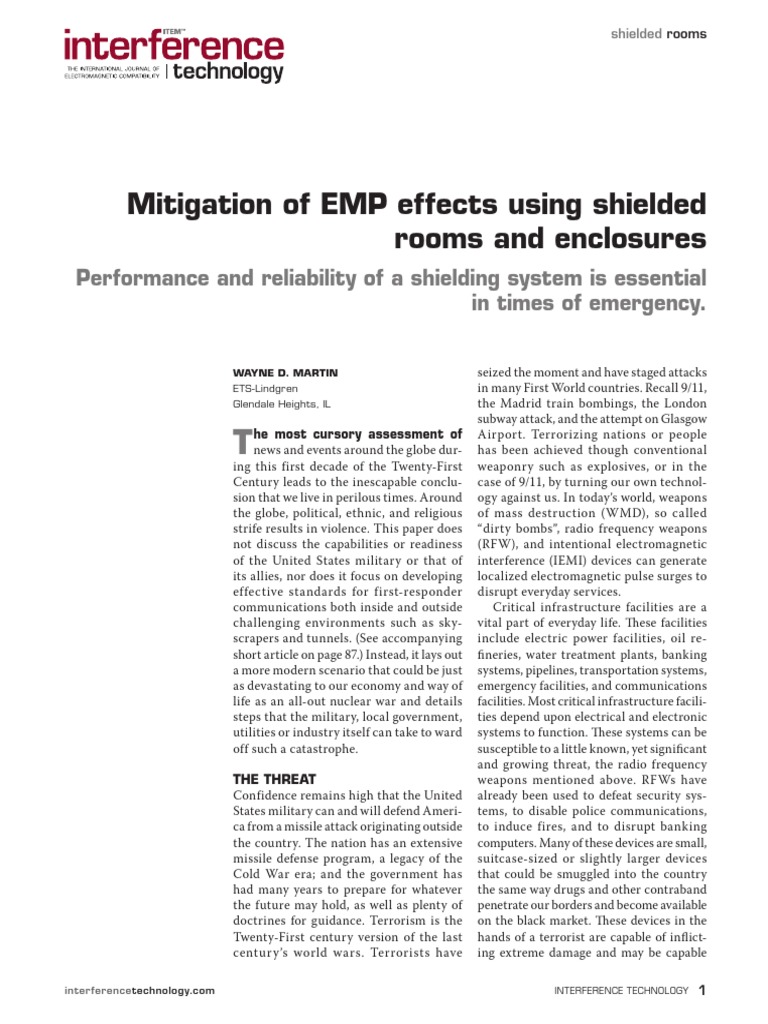 Mitigation of EMP Effects Using Shielded Rooms and Enclosures | PDF ...