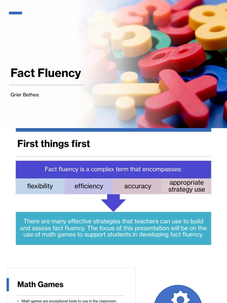 Fact Fluency Project | PDF | Fluency | Understanding