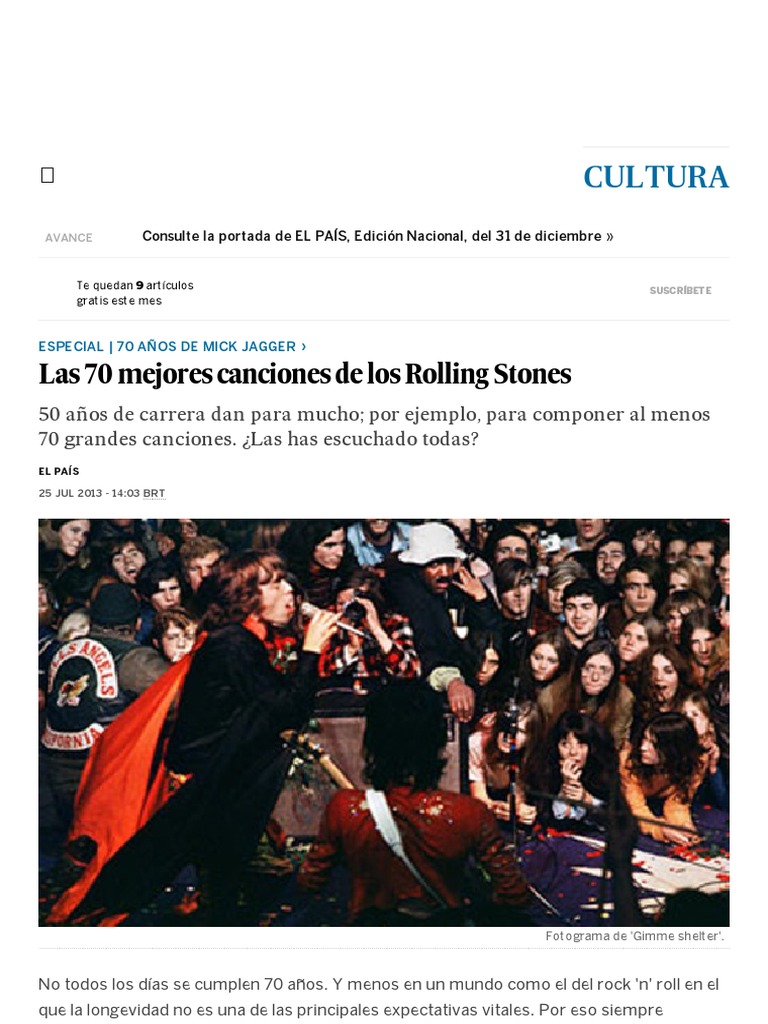 Las 70 Mejores Canciones de Los Rolling Stones | PDF | Los Rolling Stones | Keith Richards