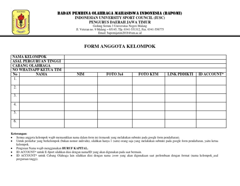 Form Anggota Kelompok | PDF
