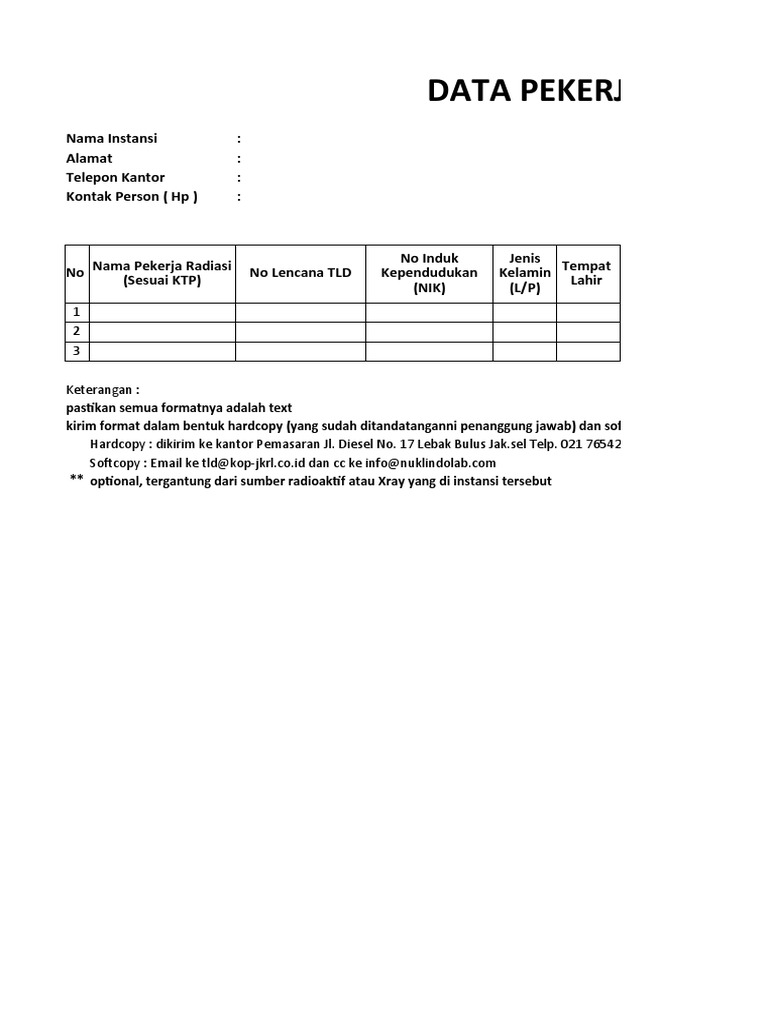 Format NIK dan Pengiriman Data Karyawan | PDF