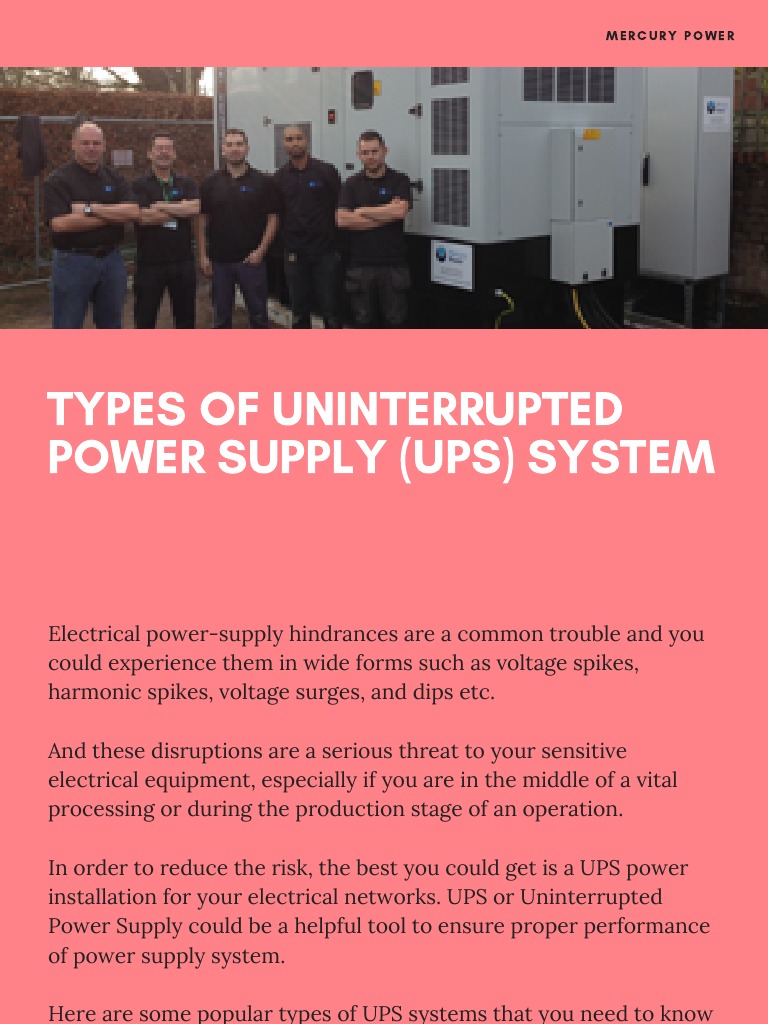 Types of Uninterrupted Power Supply (Ups) System | PDF | Power Supply ...