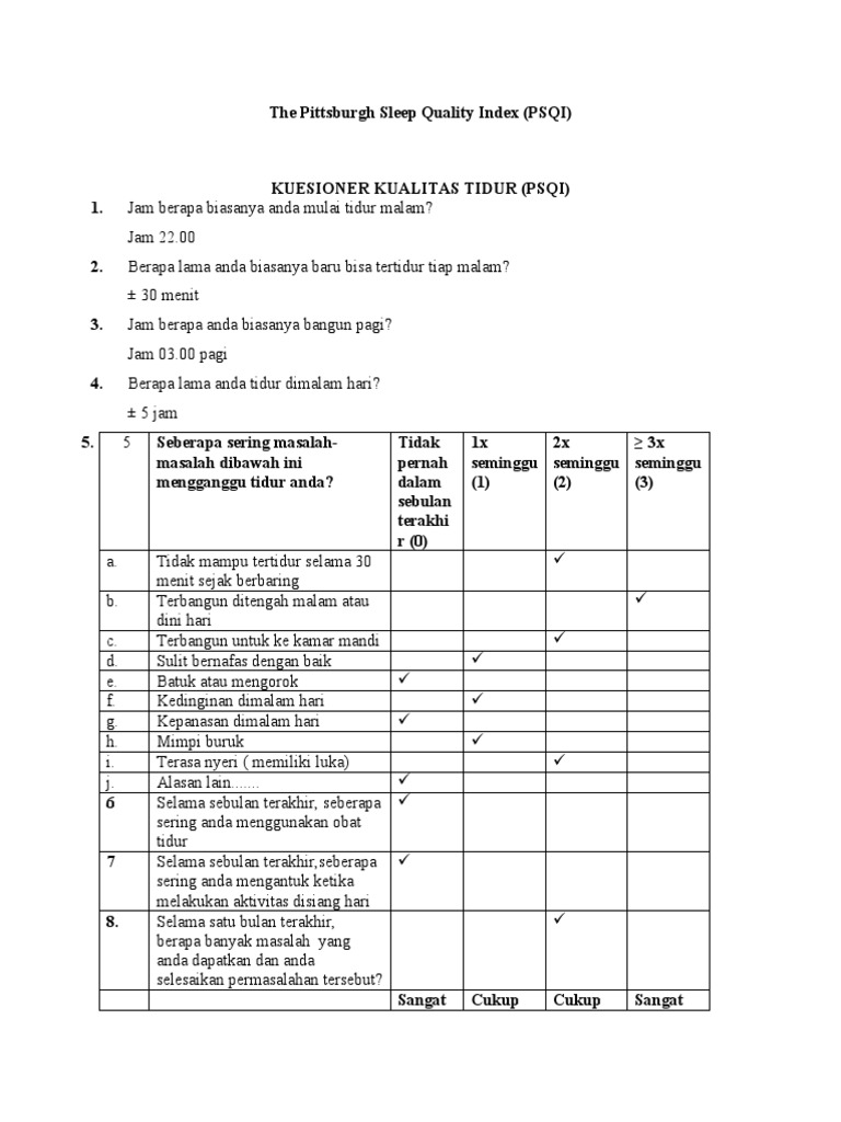 PSQI Indonesia DOPS | PDF