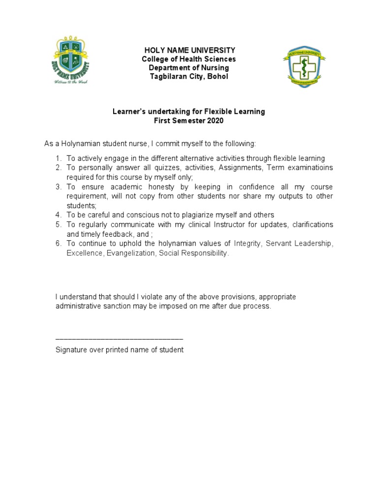 Letter of Student's Undertaking | PDF