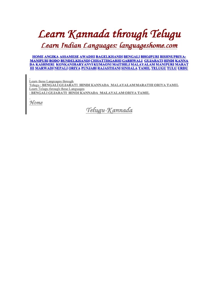 Learn Kannada via Telugu PDF Guide | PDF