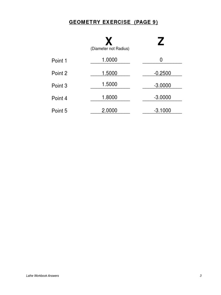 HAAS - Lathe Programming Workbook Answers | PDF