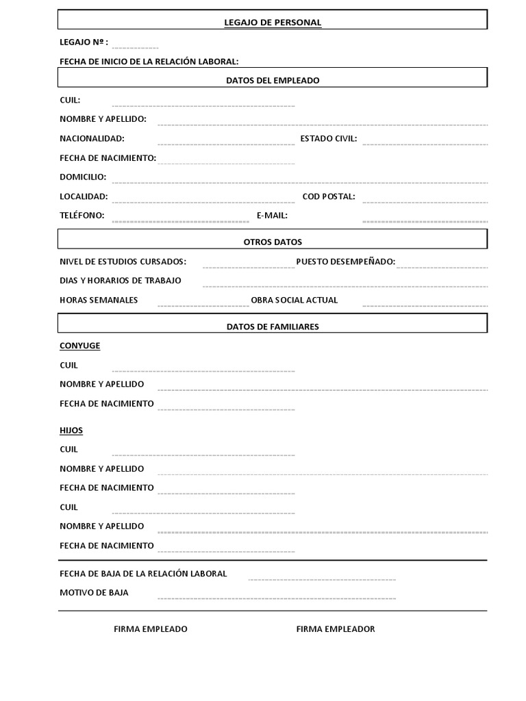 Legajo Personal PDF | PDF