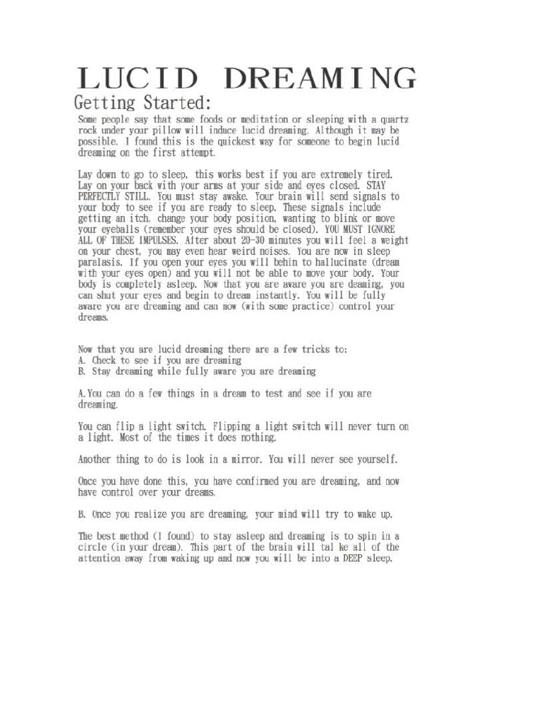 Tips for Successful Lucid Dreaming | PDF | Language Arts & Discipline ...