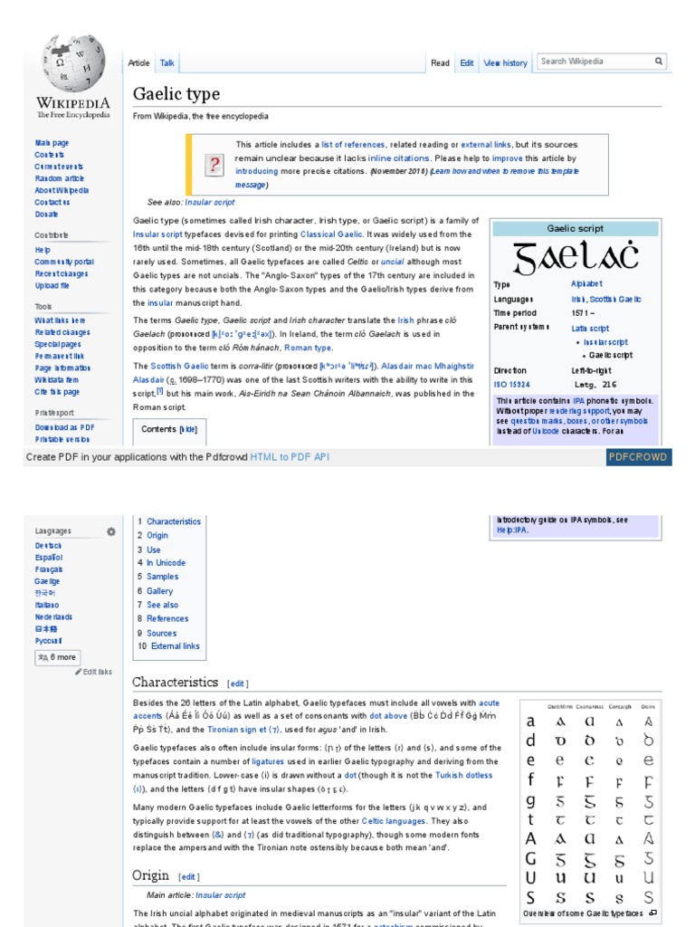 En Wikipedia Org Wiki Gaelic Type | PDF | Writing | Printing