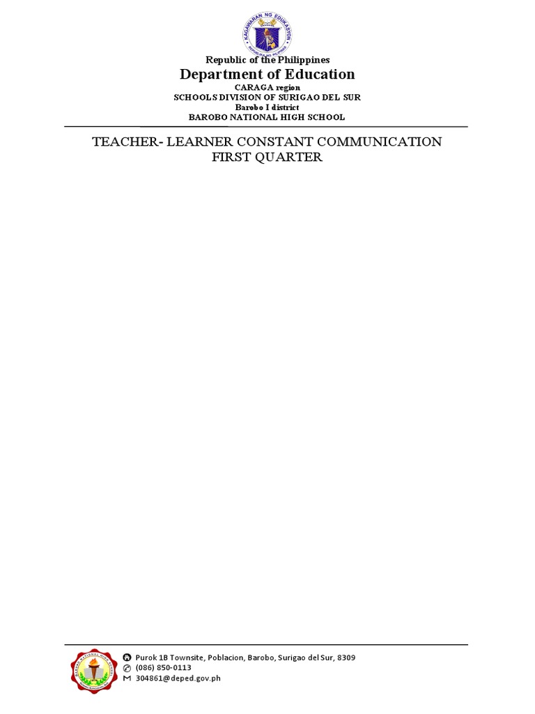 Teacher Learner Constant Communication | PDF