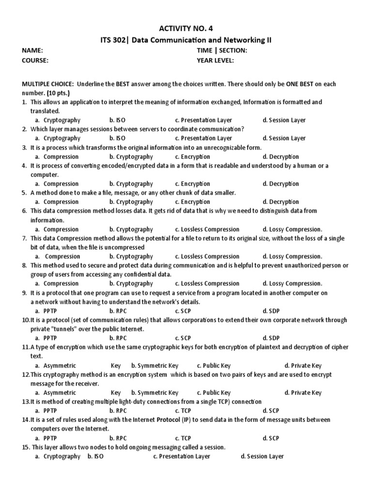 Activity No. 4 ITS 302 - Data Communication and Networking II | PDF ...