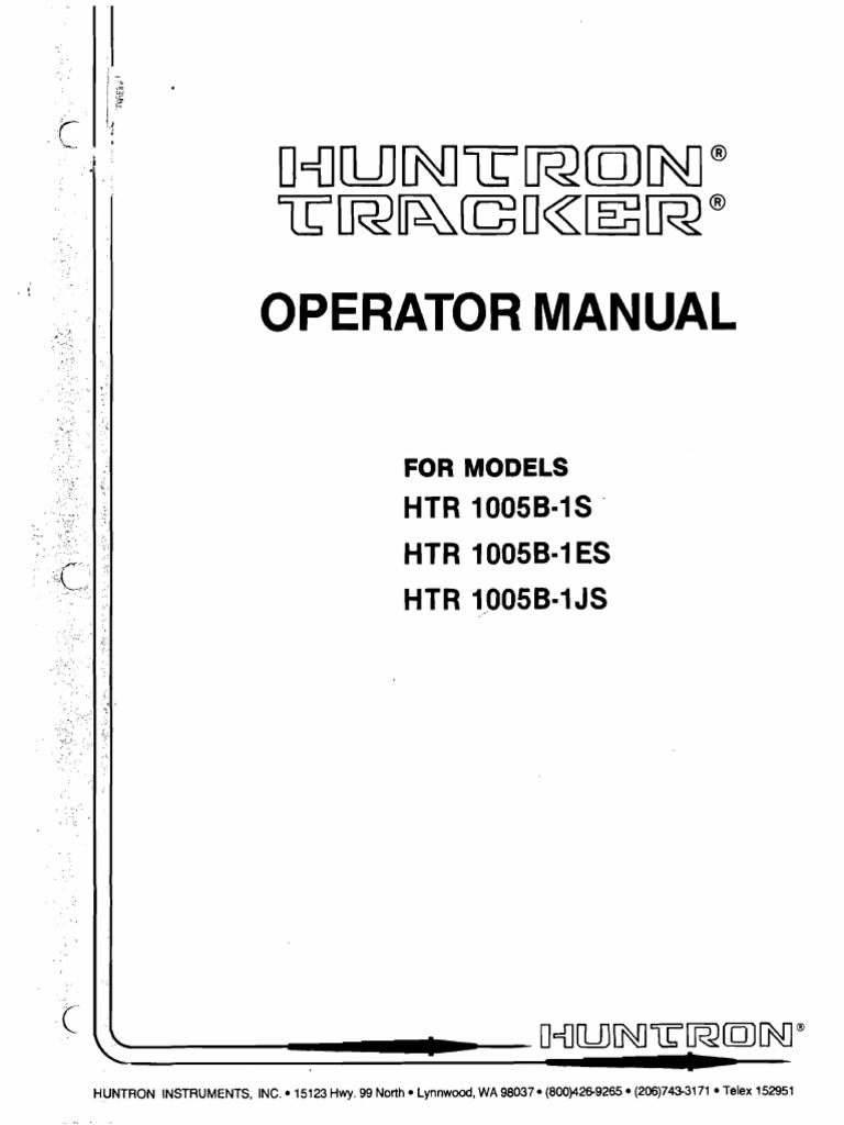 Operator Manual: HTR 1005B 18 - HTR 1005B 1 E8 HTR 1005B 1J8 | PDF ...