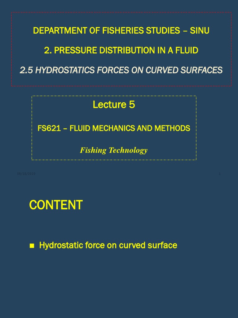 Hydrostatic Forces on Curved Surfaces | PDF | Area | Force