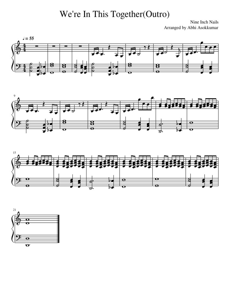 Nine Inch Nails We're In This Together Outro Sheet Music | PDF