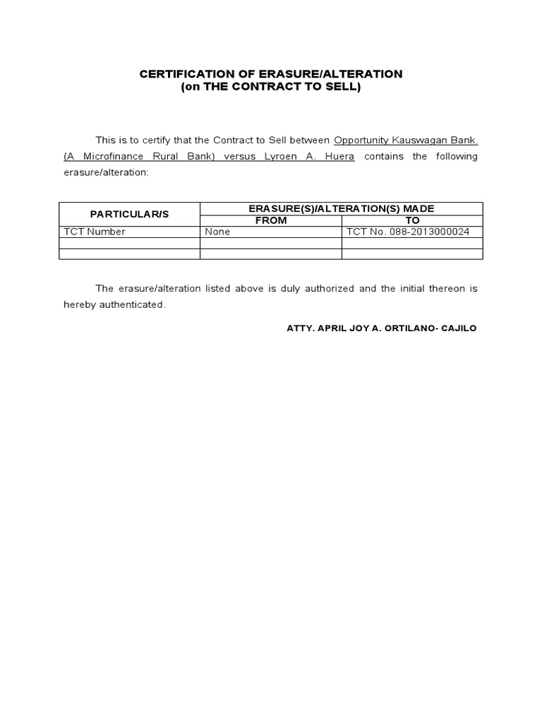 CERTIFICATION of ERASURE | PDF