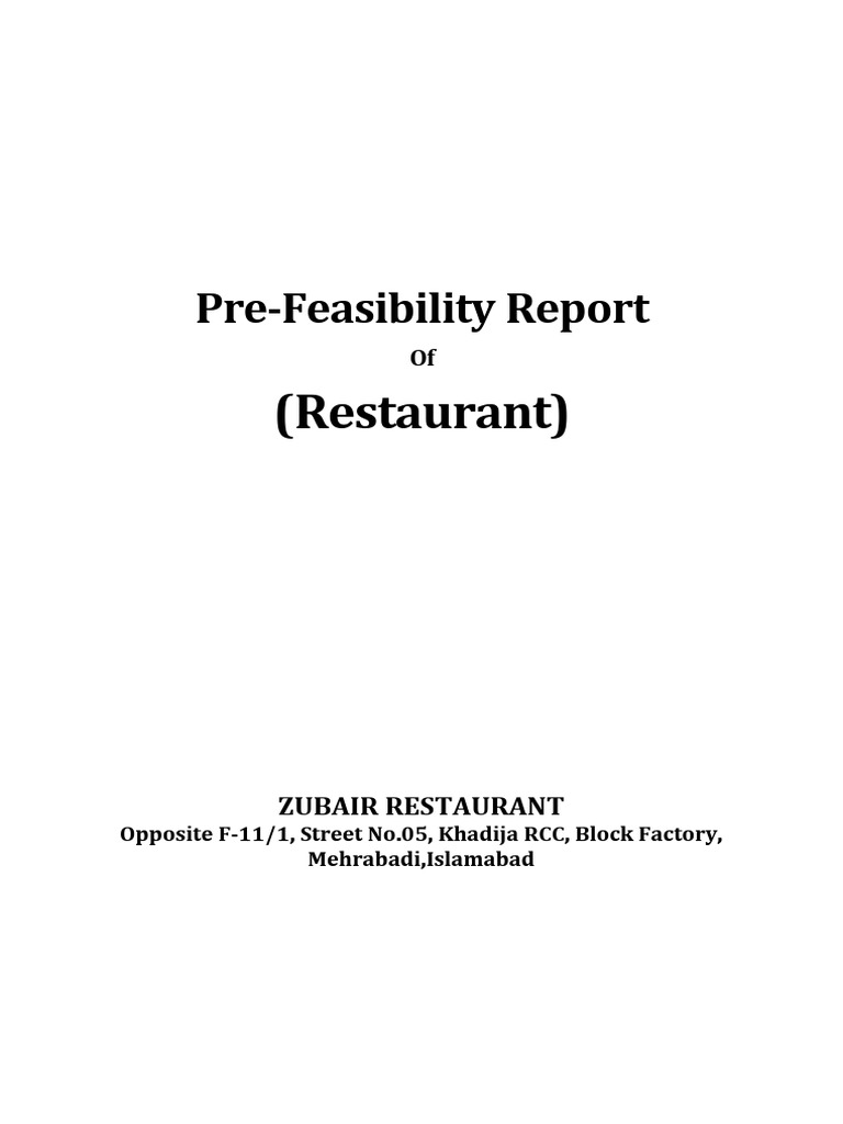 Restaurant-Feasibility-Report-in-Pakistan Zaheer | PDF | Restaurants ...