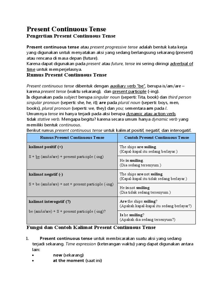 Materi Present Continuous Tense | PDF