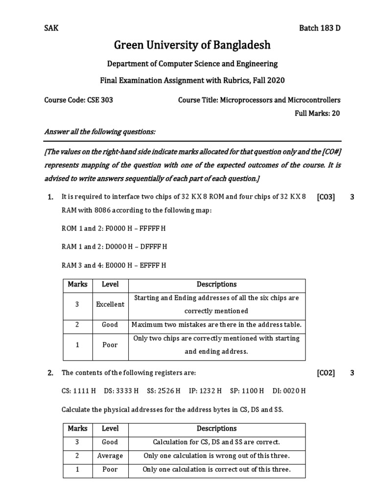 CSE 303 - Final - Assignment | PDF | Integrated Circuit | Digital Electronics