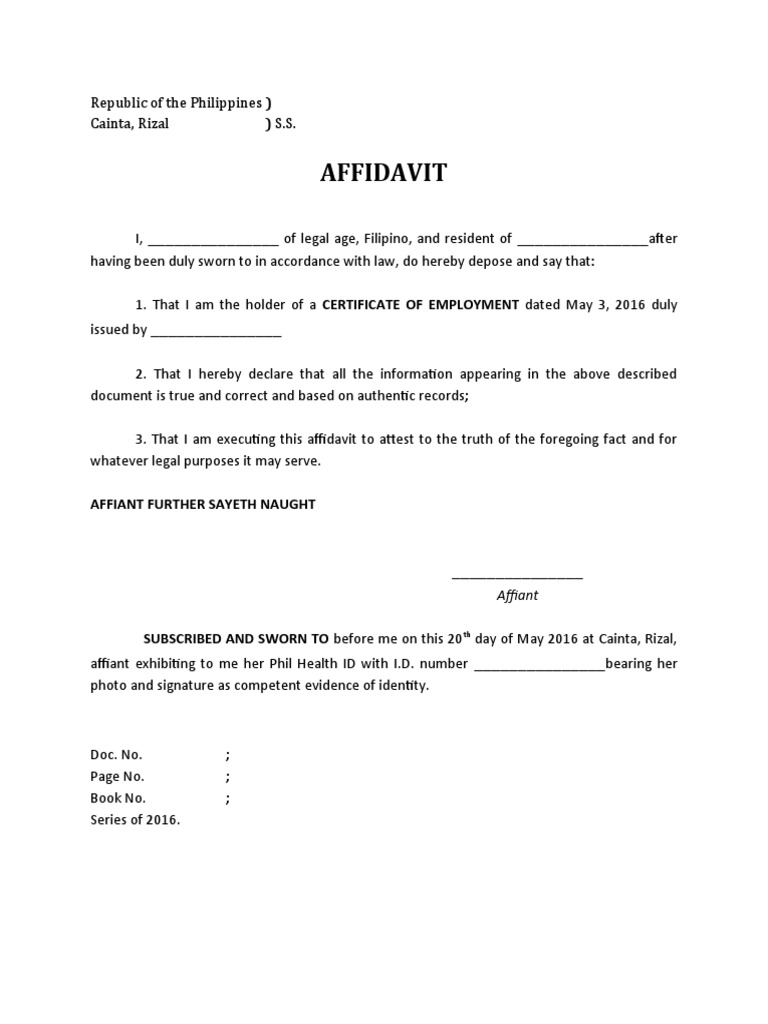 Affidavit: Affiant Further Sayeth Naught | PDF