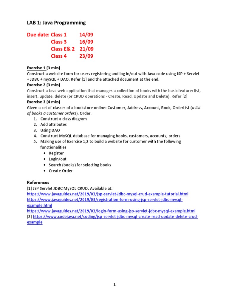 LAB1 JavaProgrammingBasic | Download Free PDF | Class (Computer Programming) | Web Application