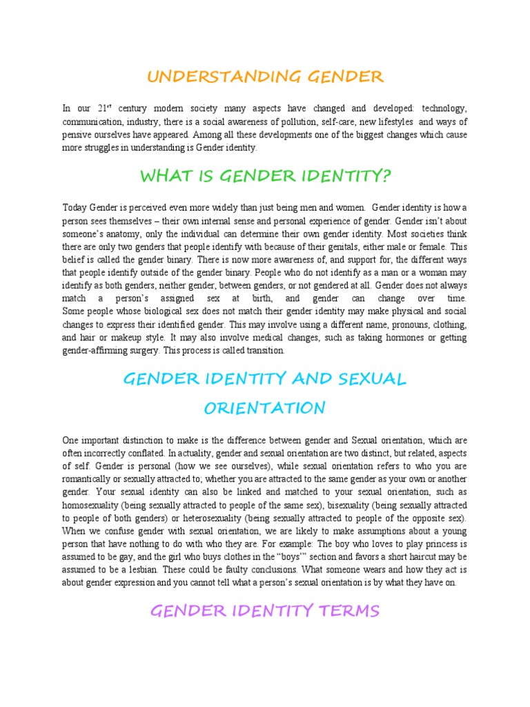 Understanding Gender - Oral y Argumentativa | PDF | Gender Identity ...