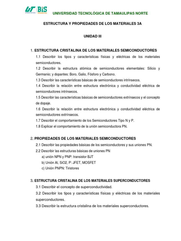 Materiales Semiconductores Unidad 3 | PDF | Semiconductores | Dopaje (semiconductor)